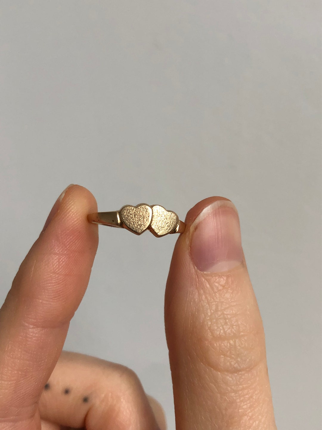 Vintage 10k Gold Double Heart Ring Size 7 / Heart Ring / Real Gold Ring ...