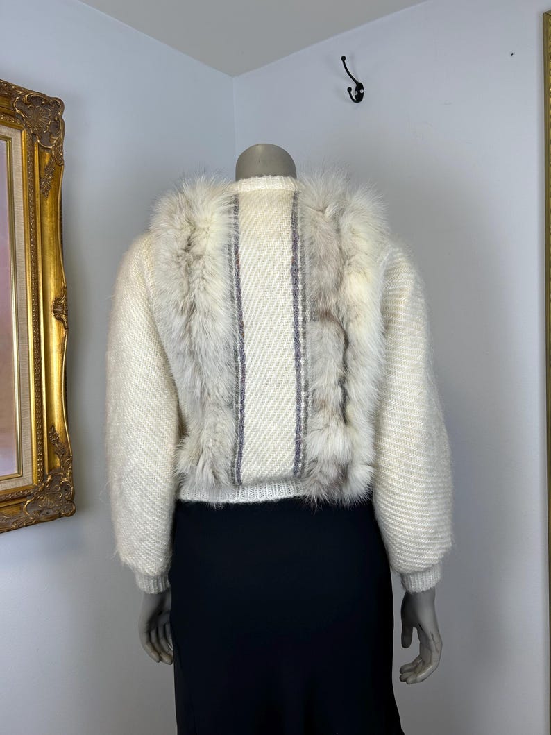 Vintage Cream Wool and Fur Sweater XS / Unique / Winter Fashion ...