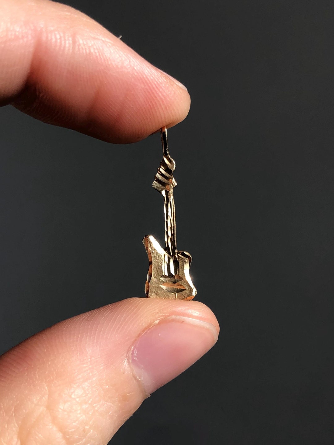 Vintage 10k Gold Electric Guitar Pendant / Gift for Her / Gold Charm ...