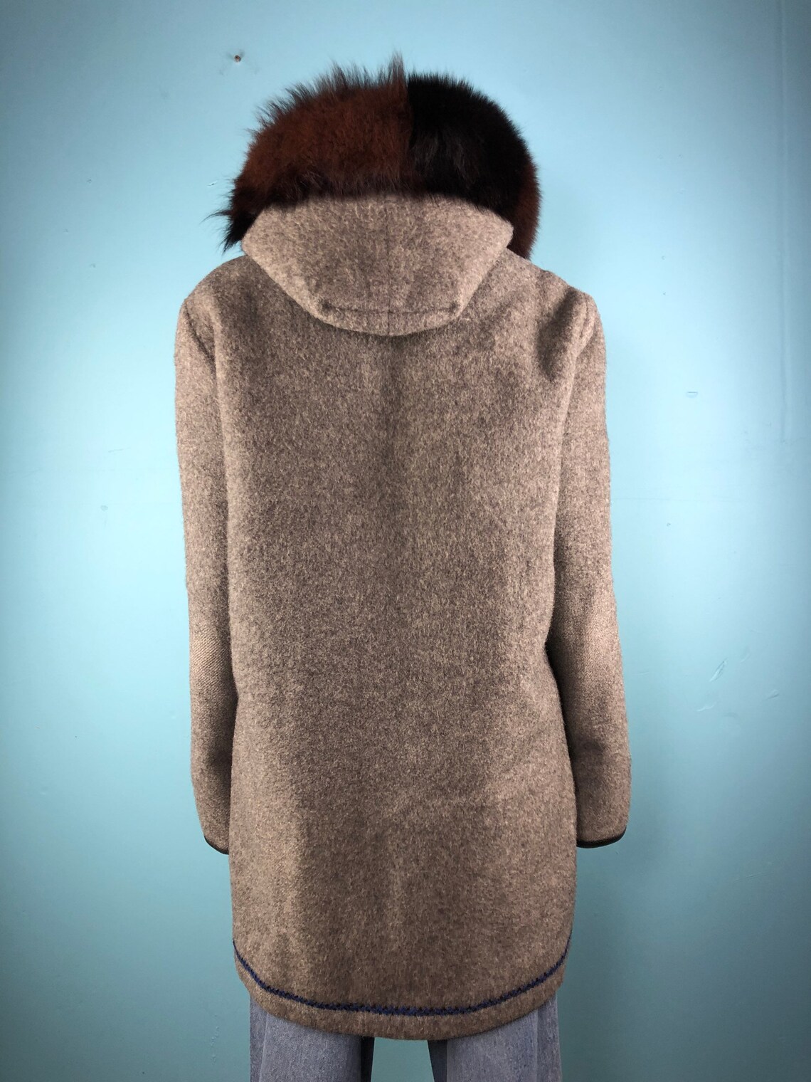 Vintage Wool Parka S Mens / Inuit Design Wool Parka / Fur Trim - Etsy
