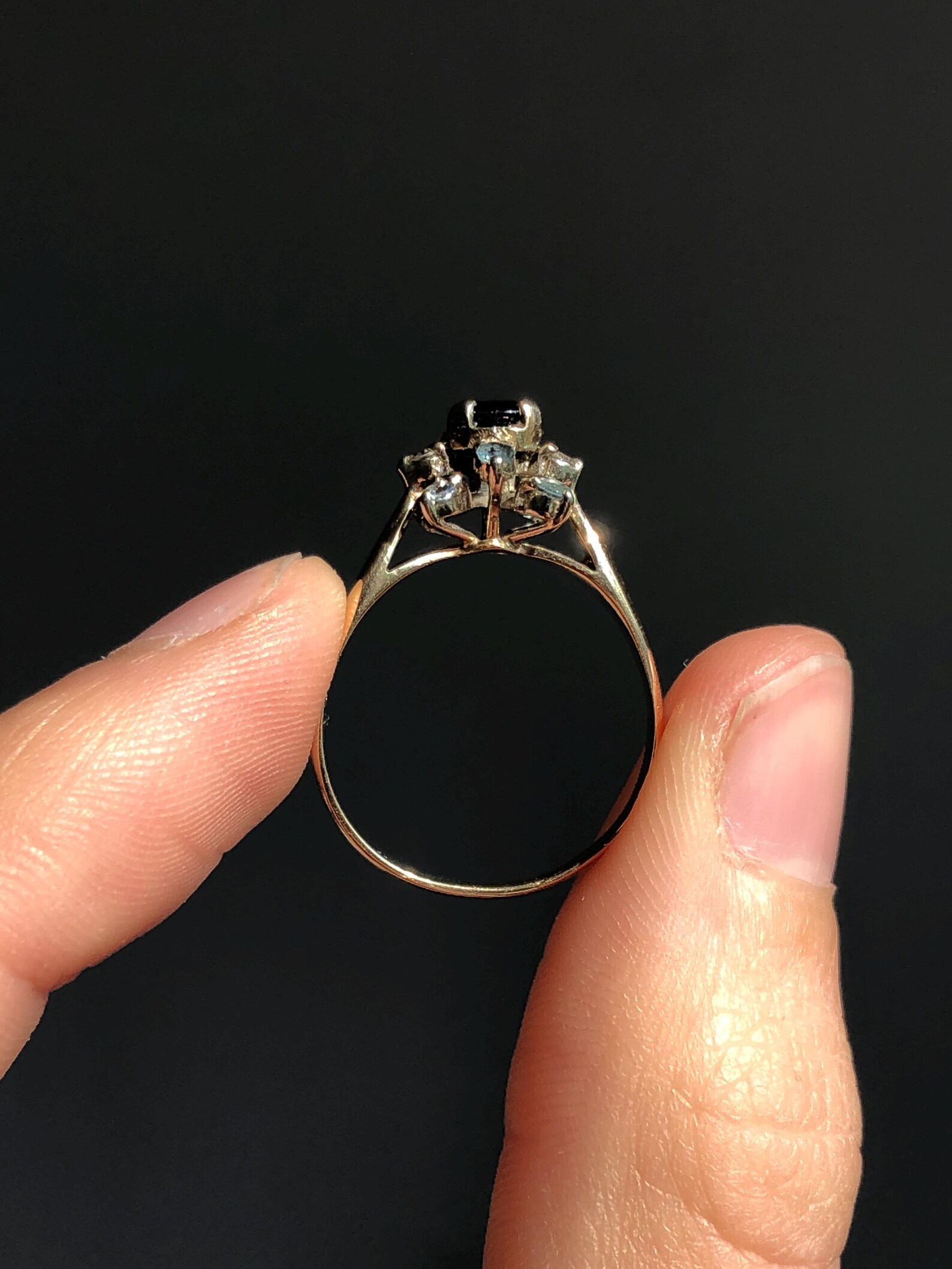 Vintage 10k Gold Blue Stone and Diamond Ring 7 1/4 / Sapphire Ring ...