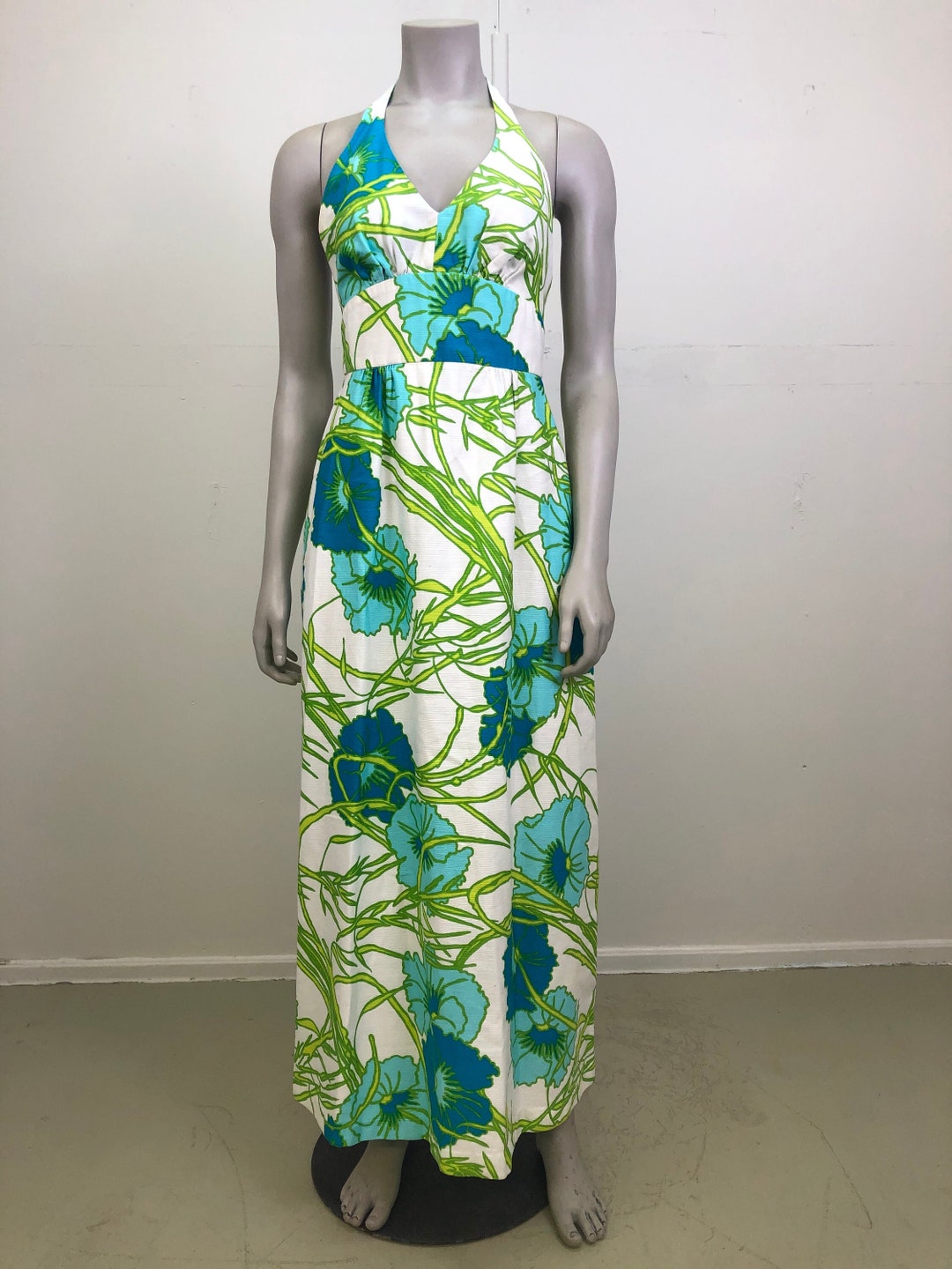 Vintage Hawaiian Halter Dress S Vintage 70s Hawaiian Dress Vacation
