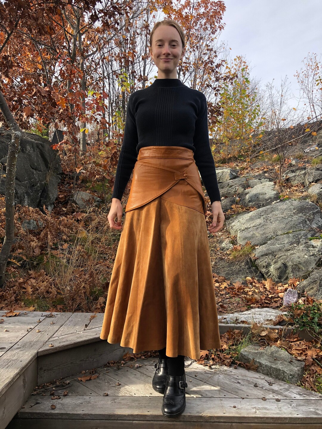Vintage années 70 Daim Maxi Jupe XS 25 Taille / jupe en cuir - Etsy France