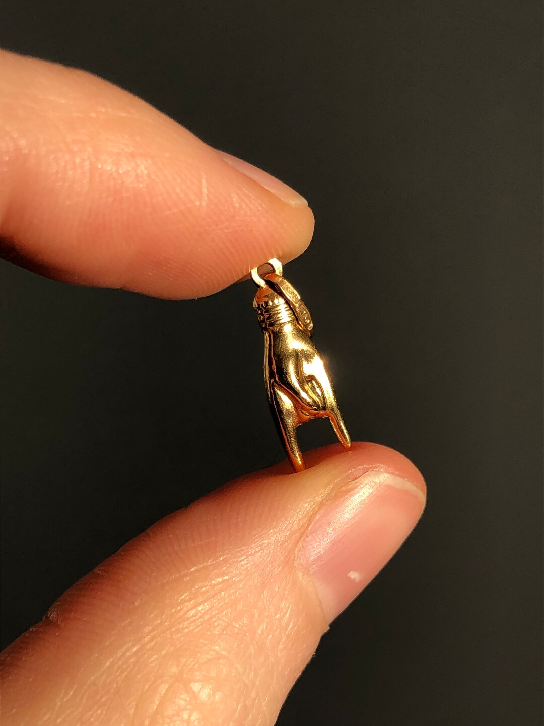 Vintage 18k Rock N Roll Charm Pendant / Rock on Charm / Solid Gold ...