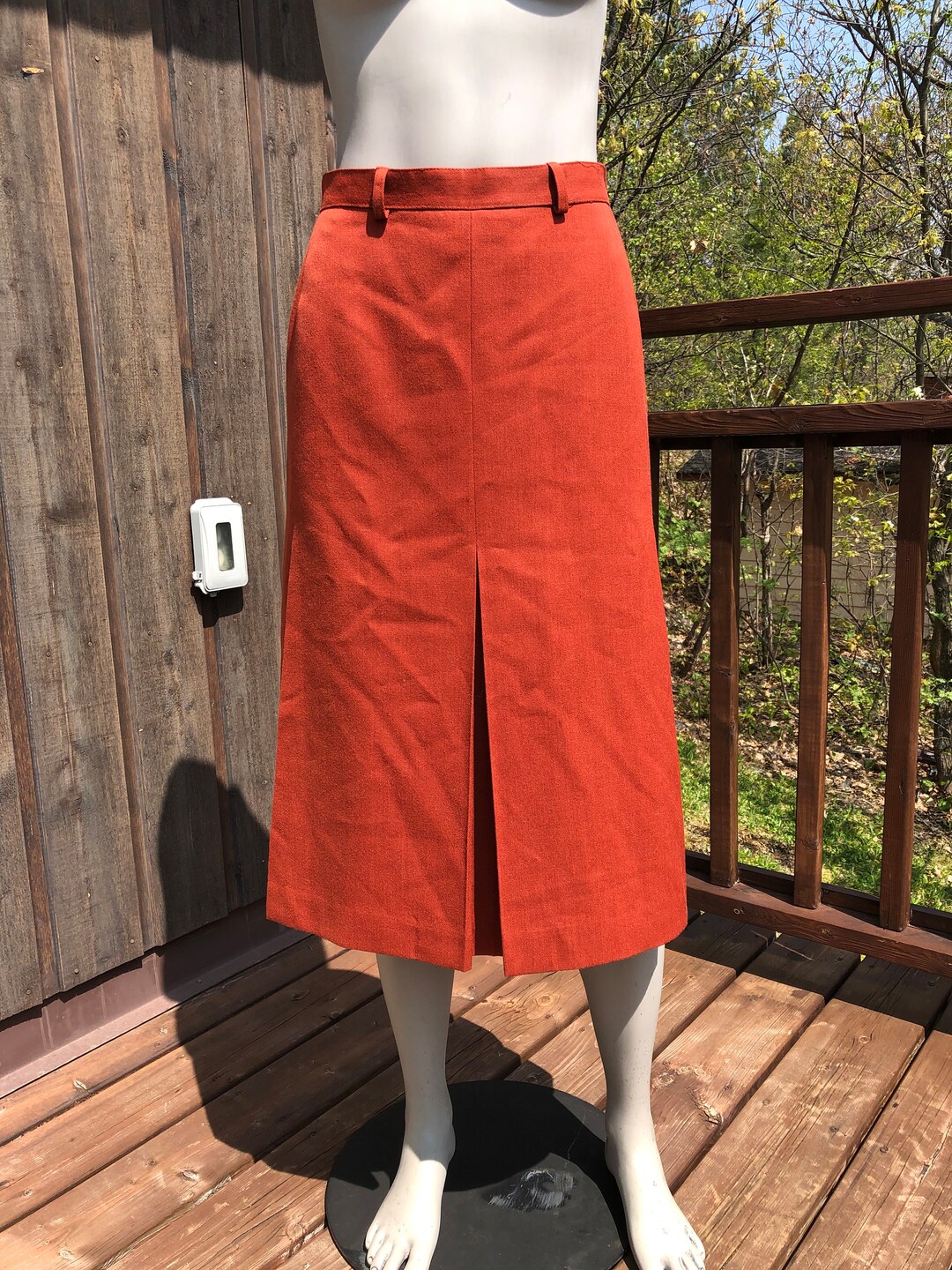 Vintage Rust Coloured Skirt 27 Waist / Midi Skirt / Winter Skirt ...