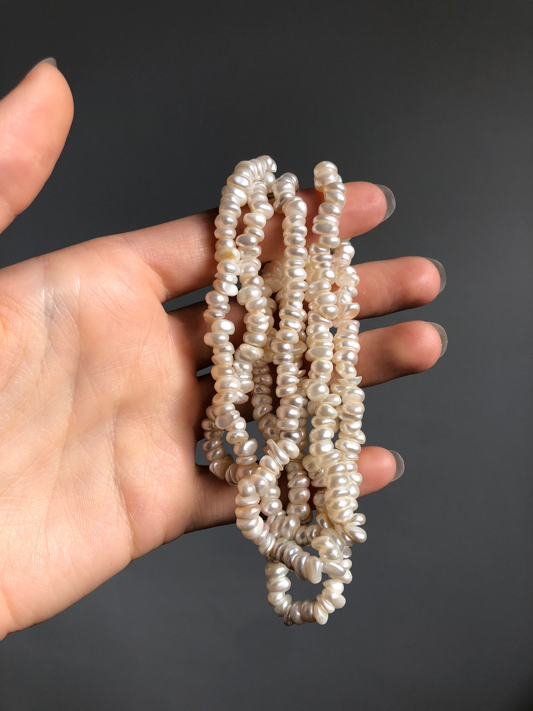 Vintage Freshwater Pearl Strand / Long Rope of Pearls / Beading / Craft ...