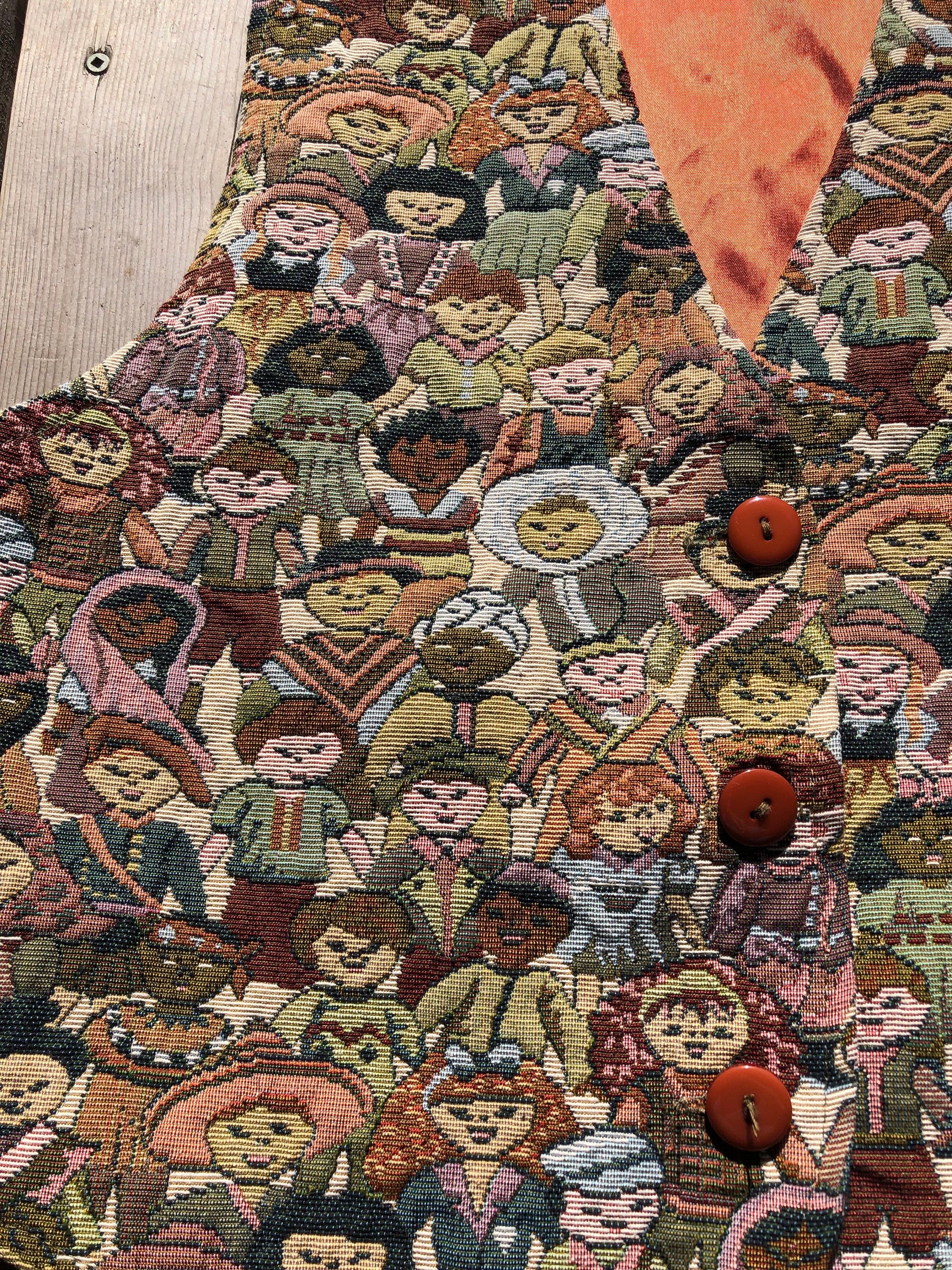 Vintage Tapestry Vest M / Face Vest / Vintage Tapestry / Fancy Vest ...