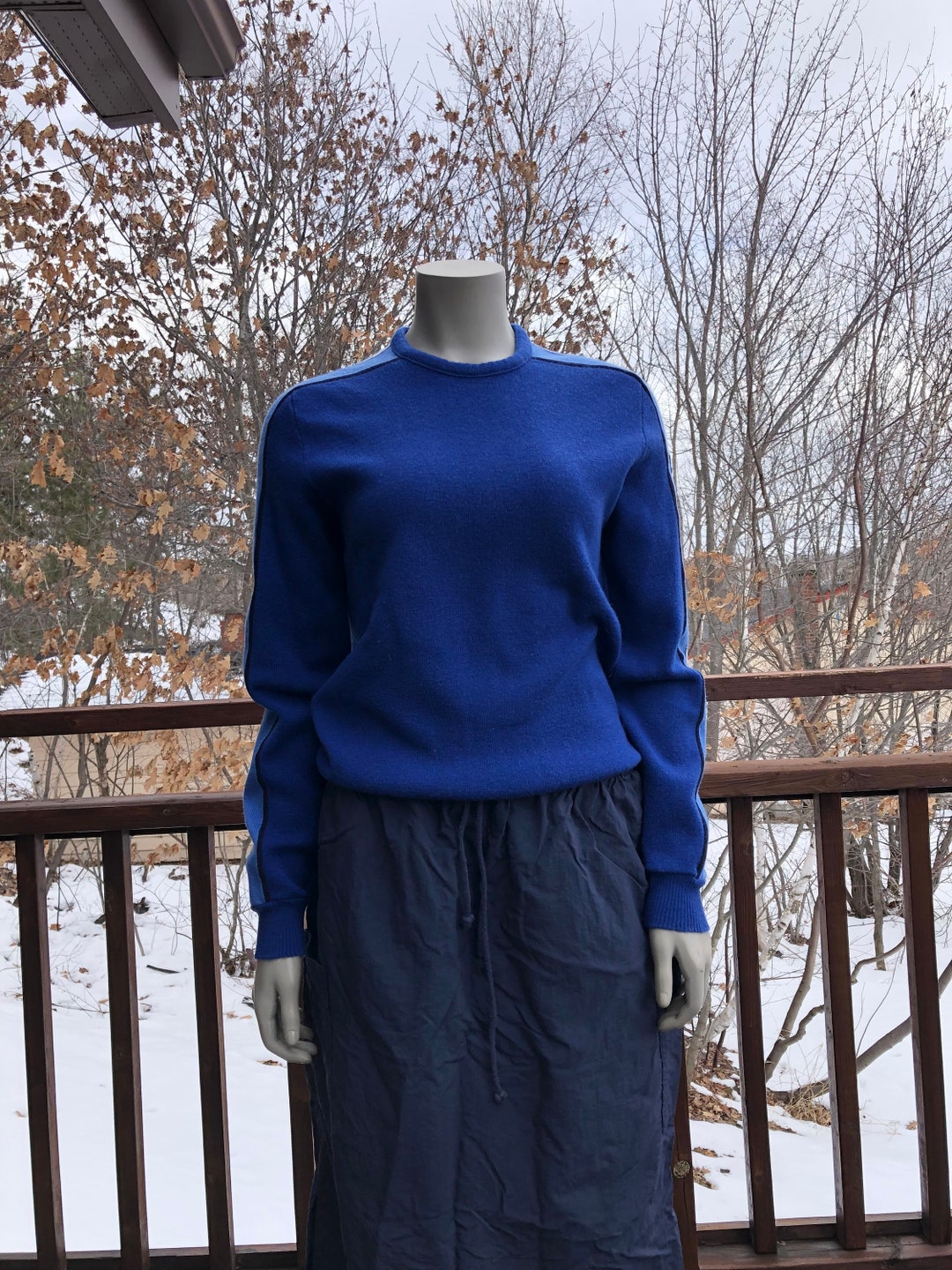 Vintage Blue Wool Ski Sweater Size M / Vintage Wool Sweater / Tight ...
