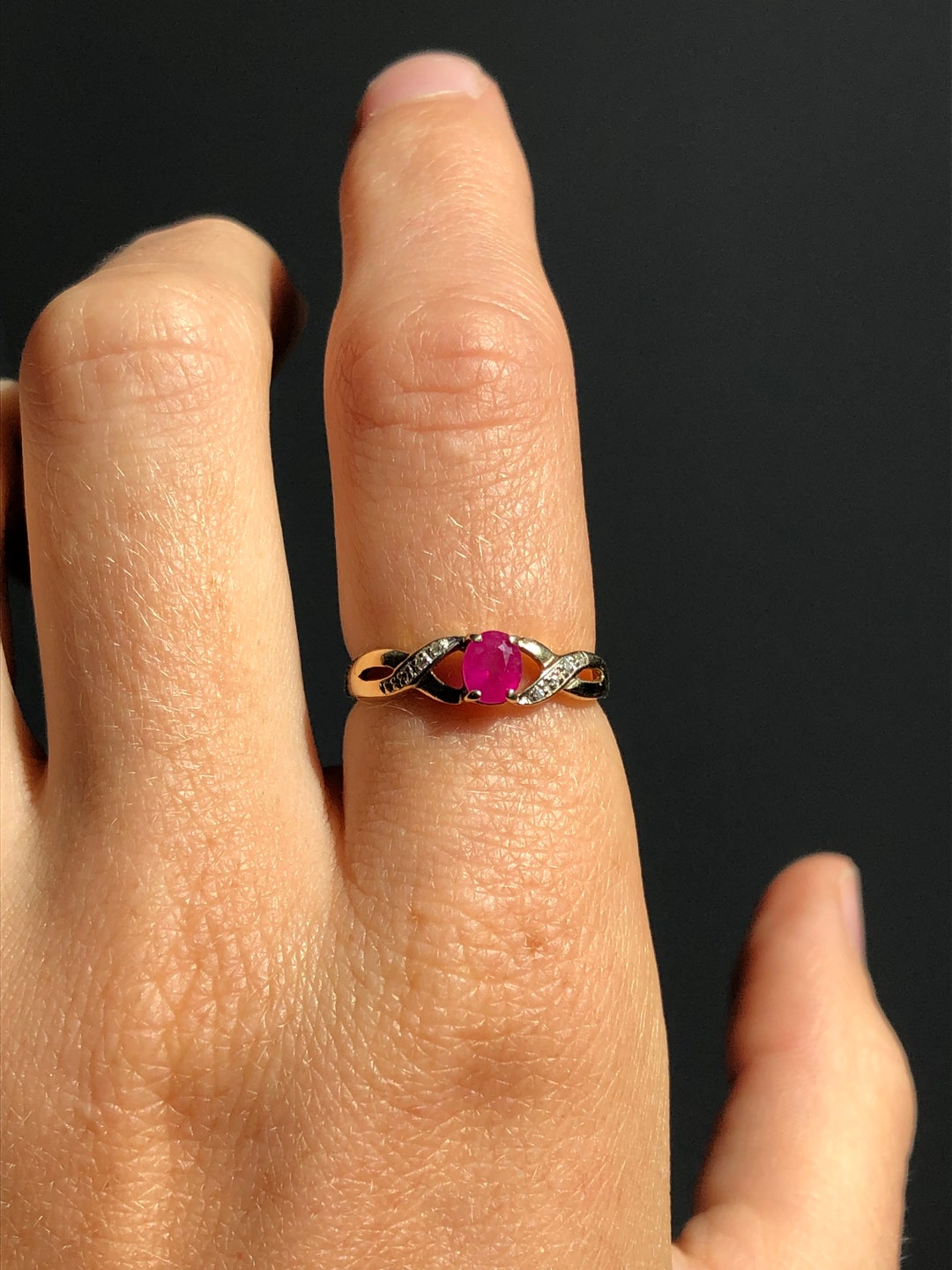 Vintage 10k Gold Ruby and Diamond Ring Size 6 / Gift for Her / Diamonds ...