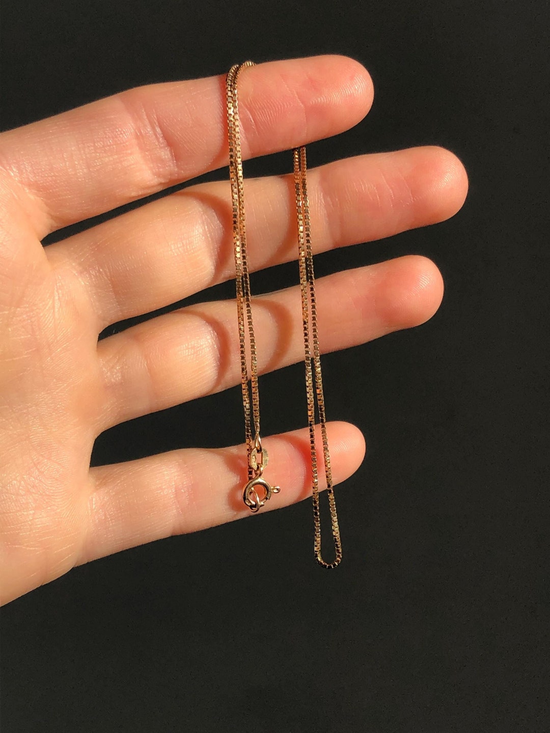 Vintage 10k Gold Italian Box Chain / 14 Inch Chain / 15 Inch Chain ...