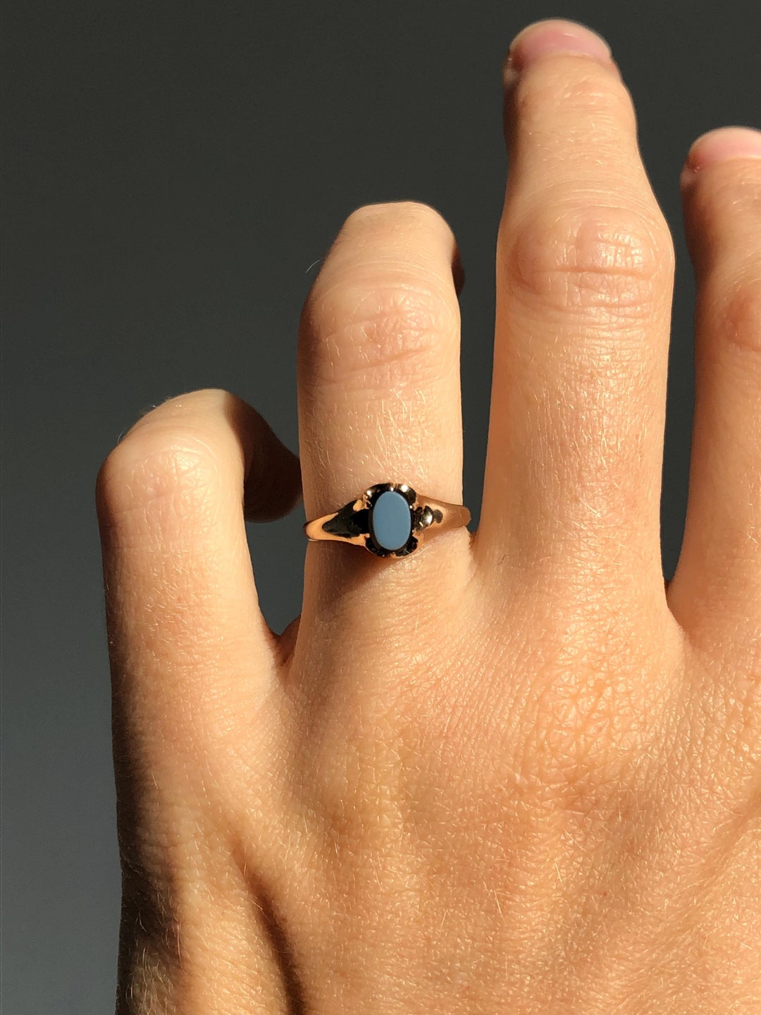 Vintage 10k Gold Signet Ring Size 5 / Layered Stone Signet / Stone ...