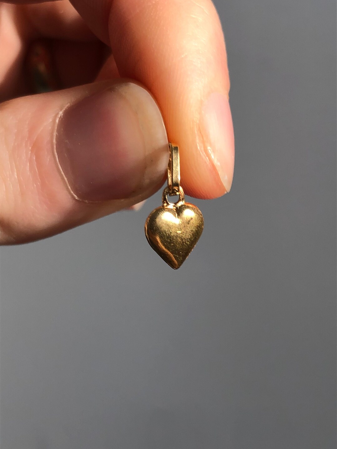 Vintage 18k Gold Puffy Heart Charm / Mini Heart Charm / Mini Gold Charm ...