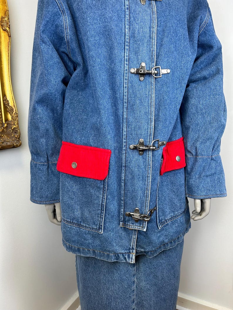 Vintage Denim Chore Jacket Size M / Corduroy Details / Fireman Clasps ...
