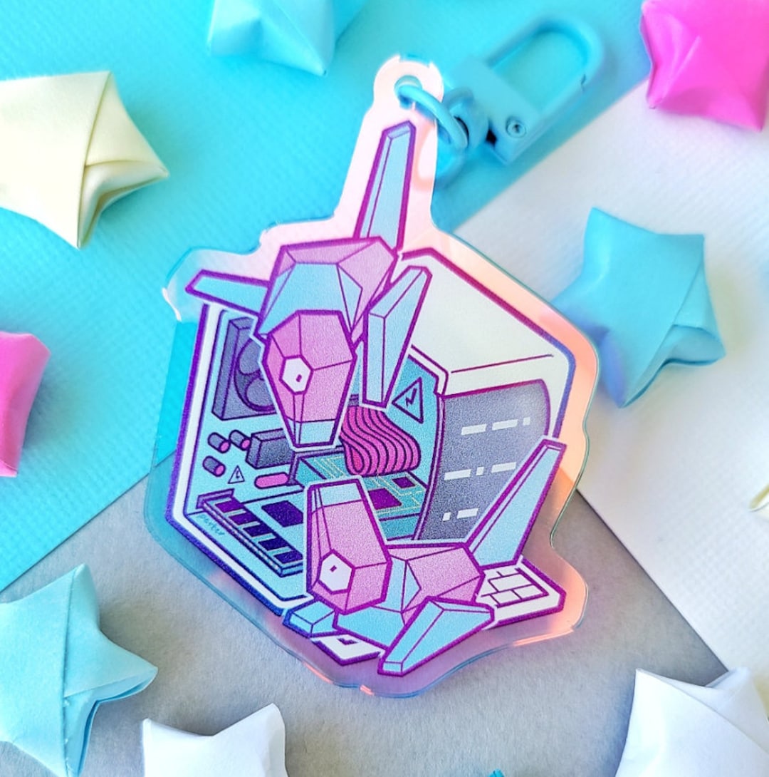 Pokehabitat: Virtual Acrylic Charm - Porygon - Etsy