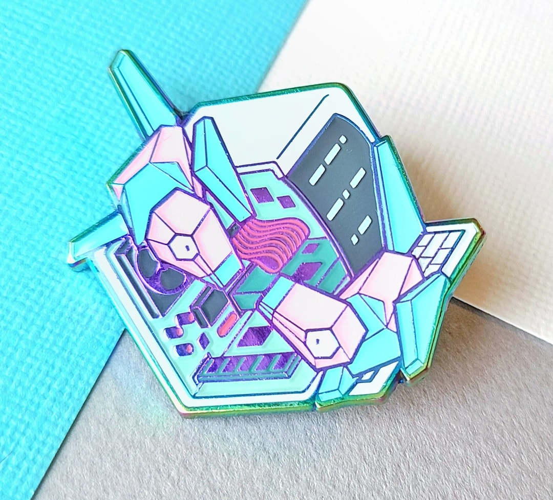 Pokehabitat: Virtual Rainbow Metal Porygon Enamel Pin - Etsy