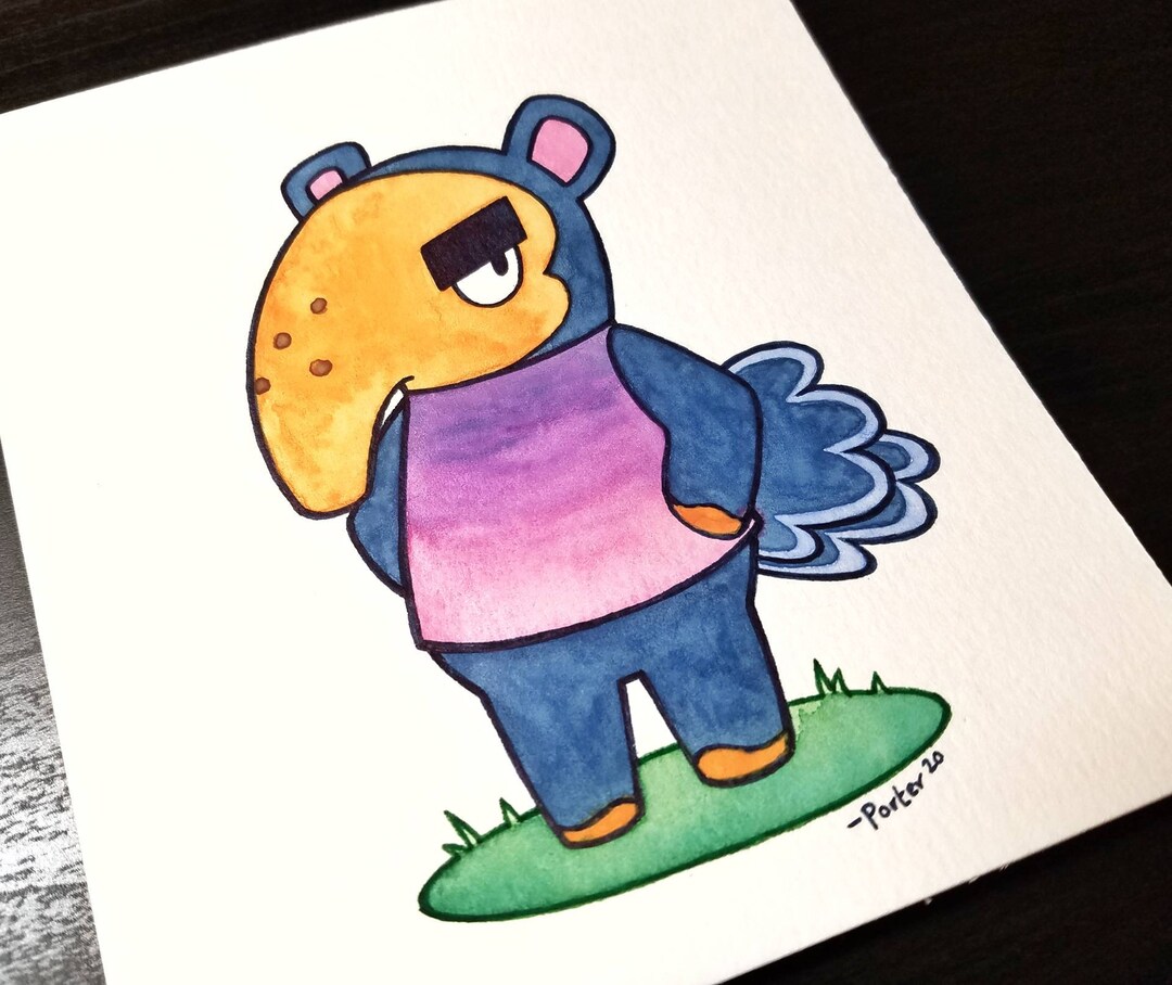 Animal Crossing Watercolor Original: Cyrano - Etsy Sweden