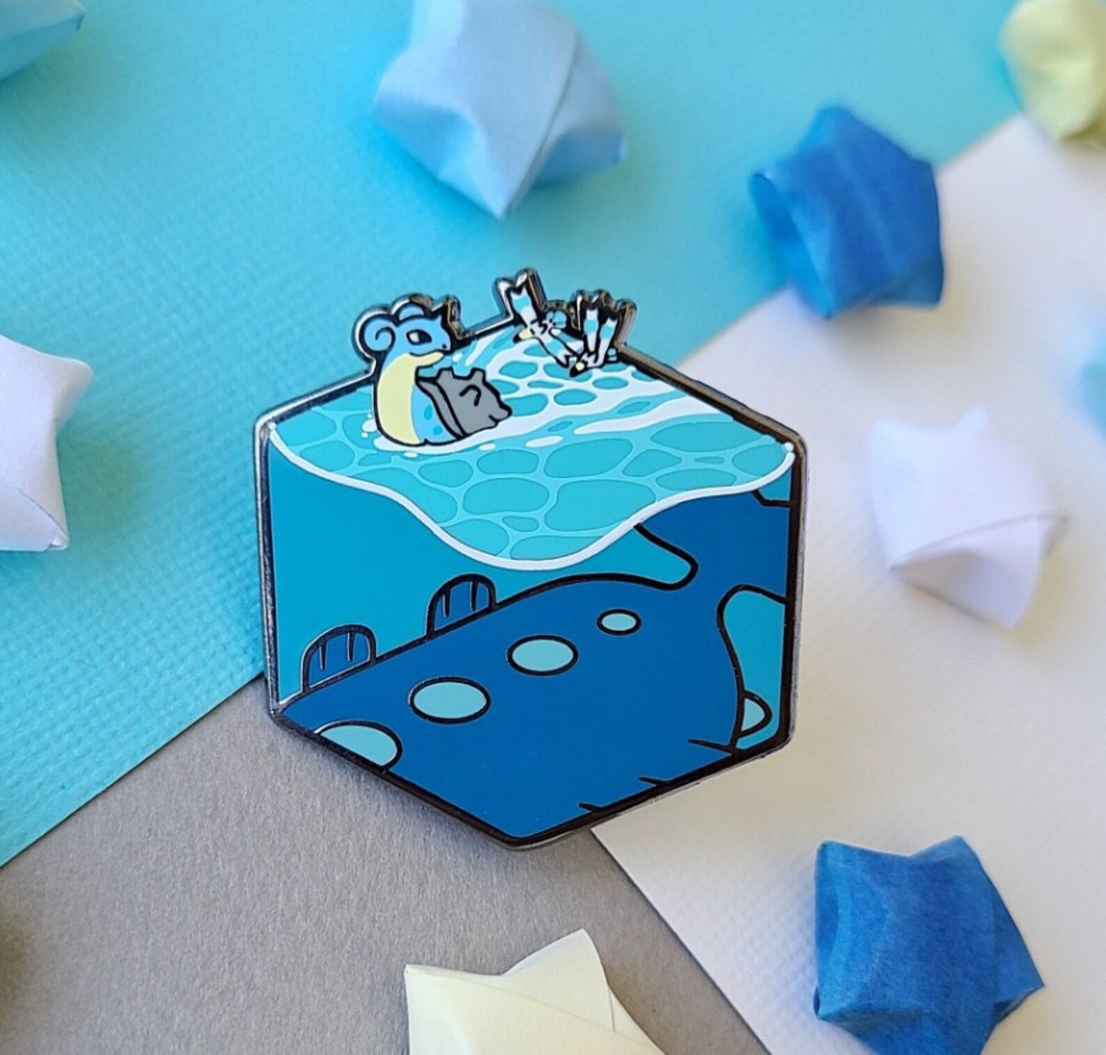 Pokehabitat: Open Ocean Hard Enamel Pin Lapras Wingull Wailord - Etsy