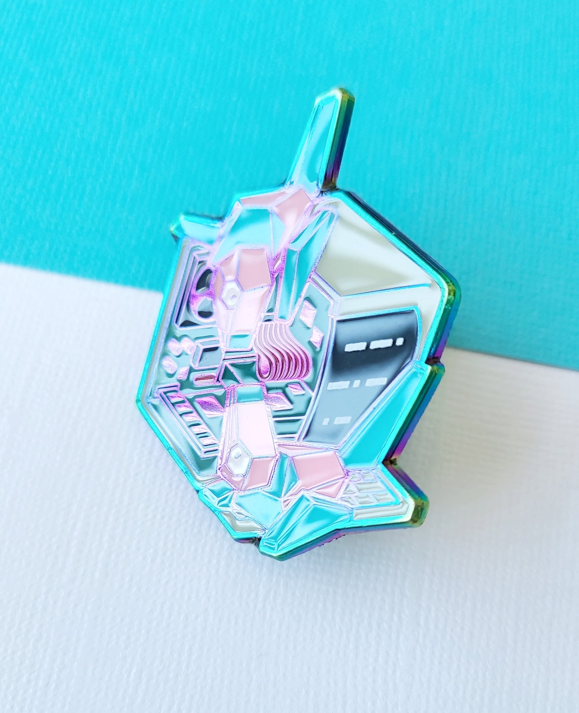 Pokehabitat: Virtual Rainbow Metal Porygon Enamel Pin - Etsy