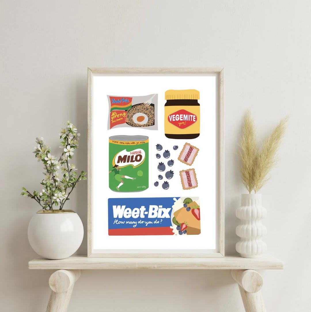 Aussie Food Pantry Digital Print, Wall Art, Eclectic Gallery, Colourful ...