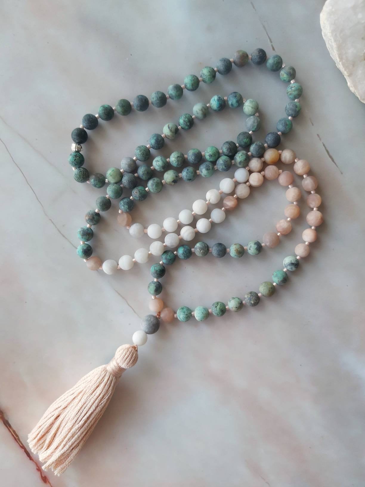 Mala Beads African Turquoise Mala Necklace Gift for Her - Etsy