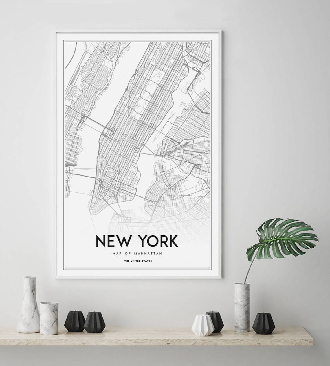 New York Map Print Manhattan NYC Map Manhattan Map Poster | Etsy