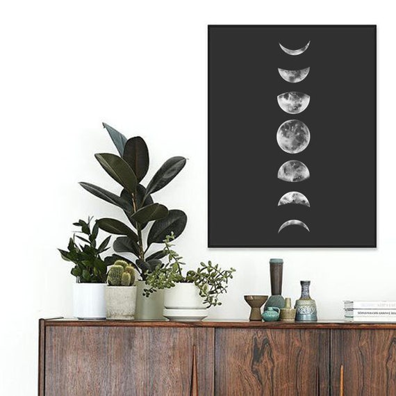 Moon Phase Print Moon Print Wall Art Minimalist Poster | Etsy