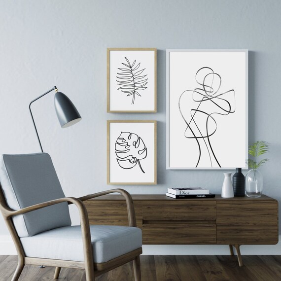 Abstract Art Set Minimalist Wall Art Set Set of 3 Line Art | Etsy