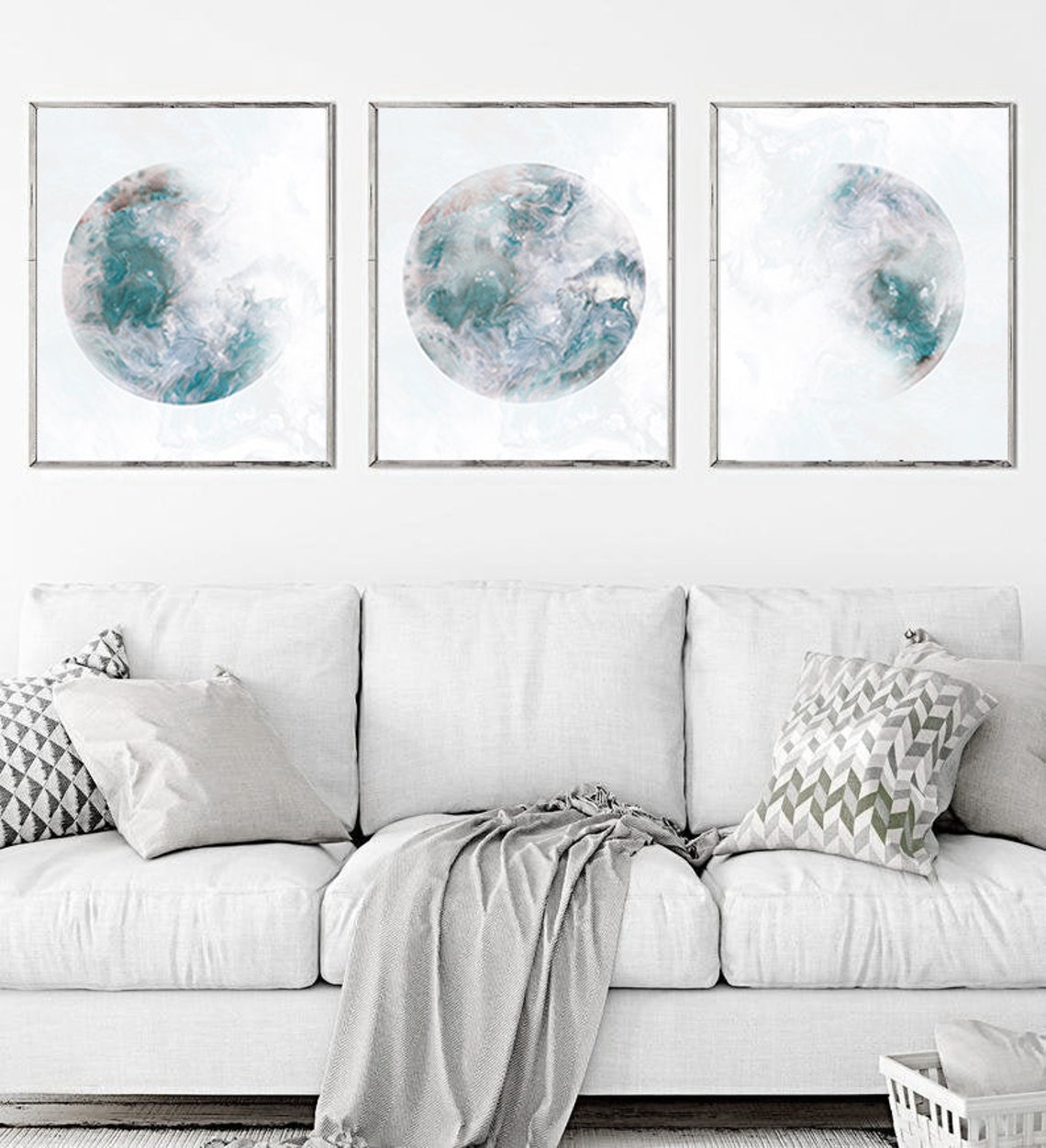 Moon Phases Wall Art Wall Art Set Contemporary Art Set of 3 | Etsy
