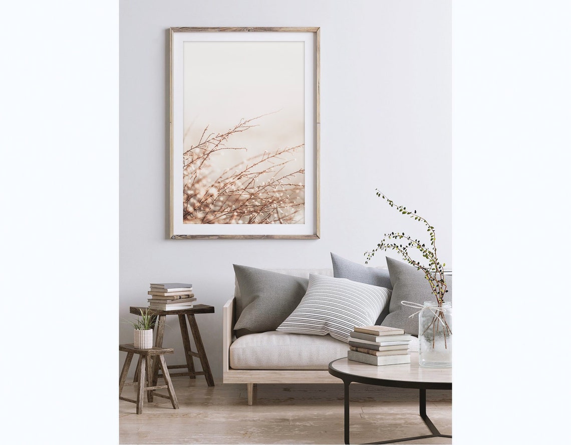 Beige Tree Branch Print Nature Wall Art Pastel Flower Shoot | Etsy