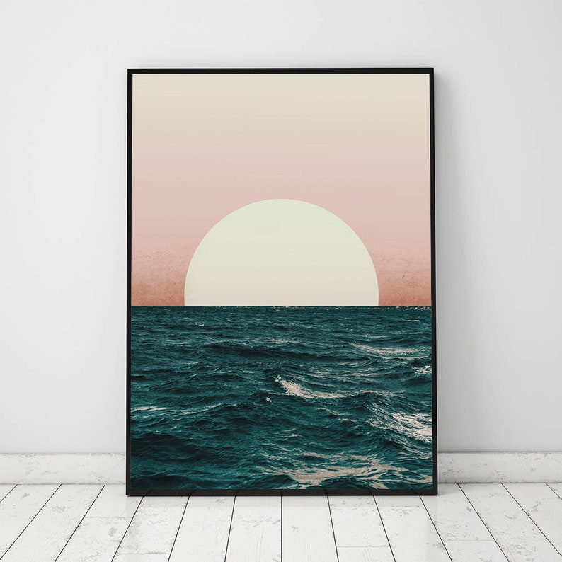 Ocean Sunset Art Print Sunset Coastal Print Abstract Wall | Etsy