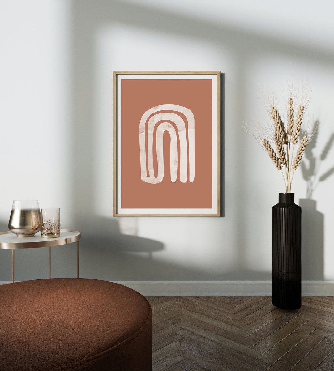 Burnt Orange Wall Art, Abstract Terracotta Art, Geometric Abstract Art ...