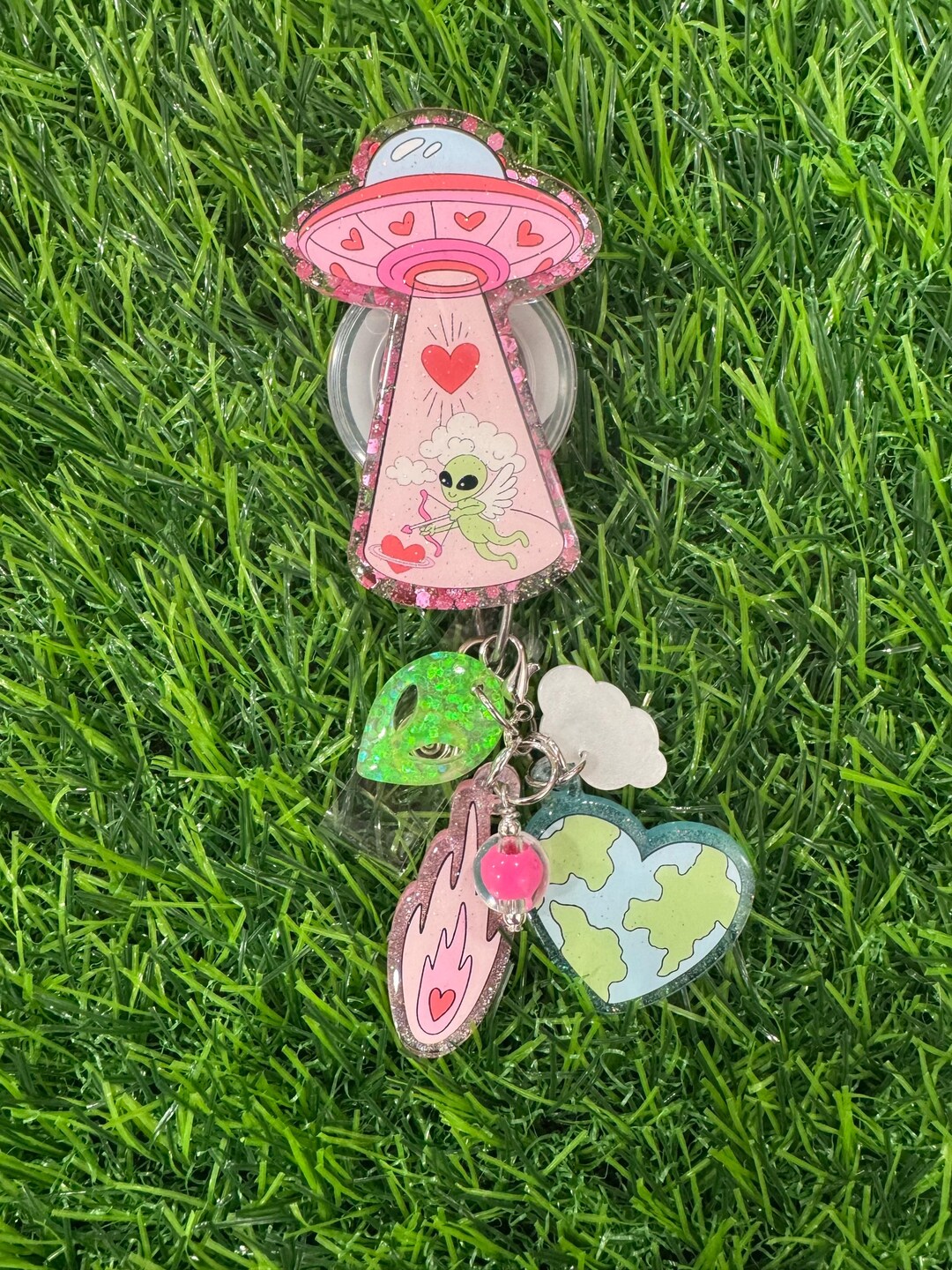 Alien Cupid UFO Valentines Day Retractable Badge Reel - Etsy