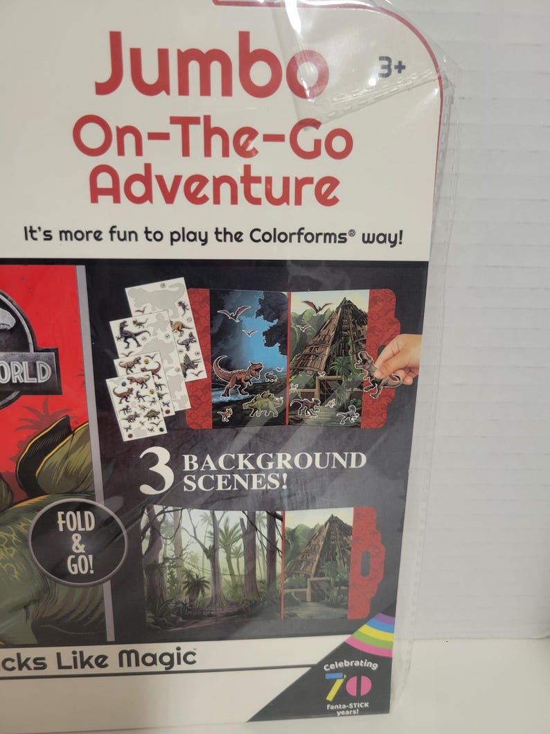 Jurassic World Colorforms Jumbo on the Go Adventure Set NEW - Etsy