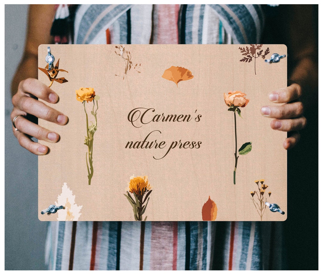 Large Wooden Herbarium Flower Press, Personalized Autumn Craft Kit Gift ...