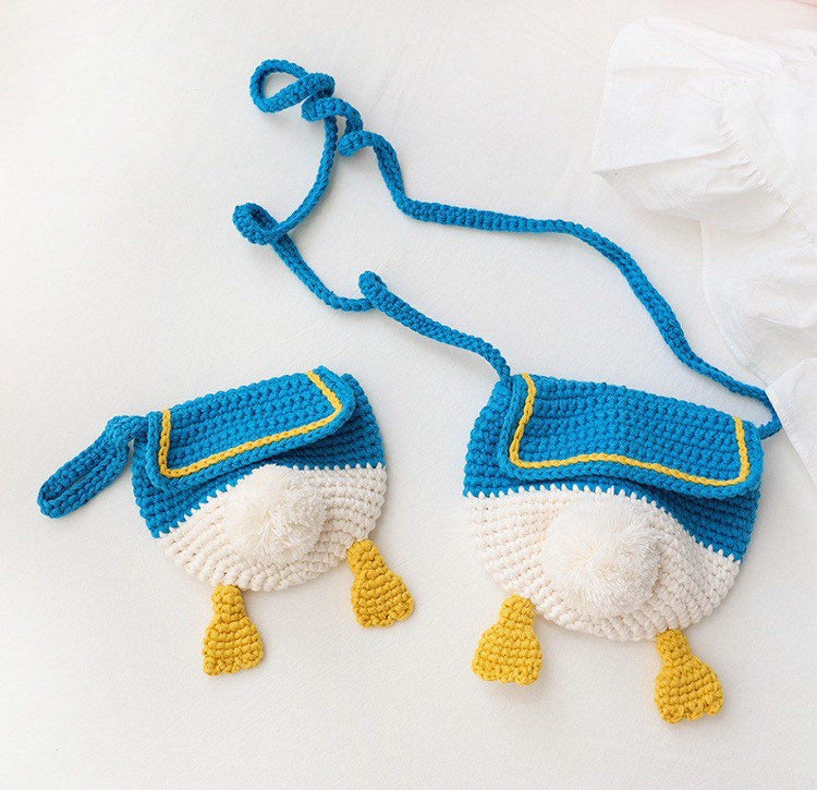 Crochet Cartoon Character Shoulder Bag Purse Keychain Mini Bags Set of ...