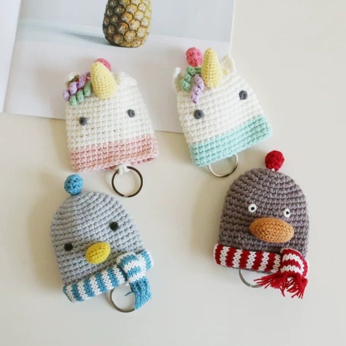 Unicorn Keychain Crochet Keychains Penguin Key Chain Key - Etsy