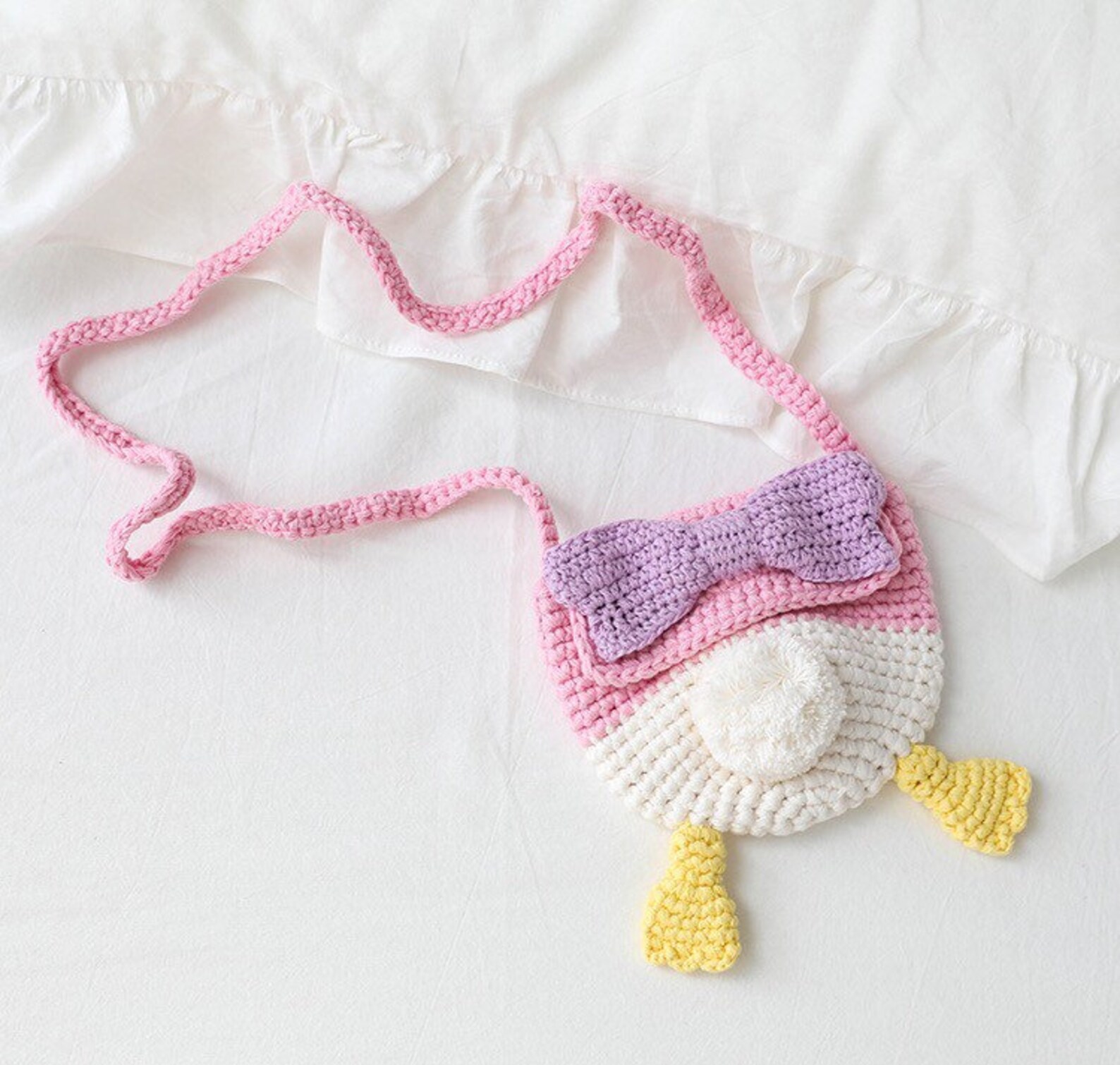 Crochet Cartoon Character Shoulder Bag Purse Keychain Mini Bags Set of ...