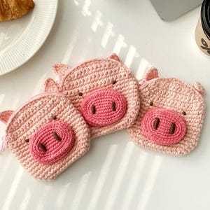 Cute Pig Face Crochet Coin Purse - Pink Mini Pouch - Adorable Amigurumi ...