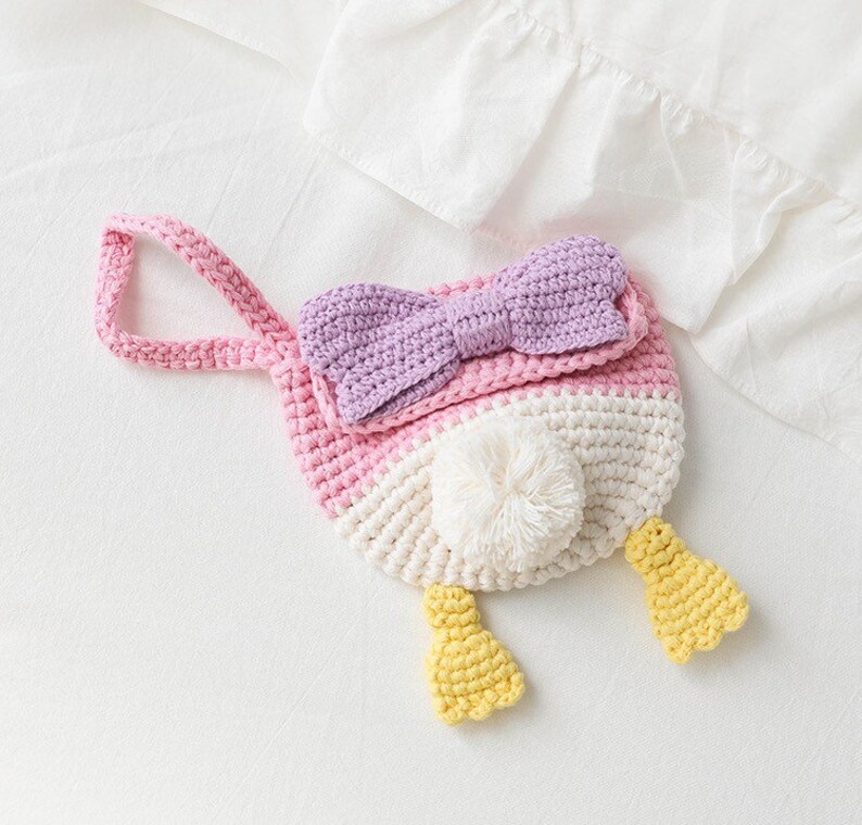 Crochet Cartoon Character Shoulder Bag Purse Keychain Mini Bags Set of ...