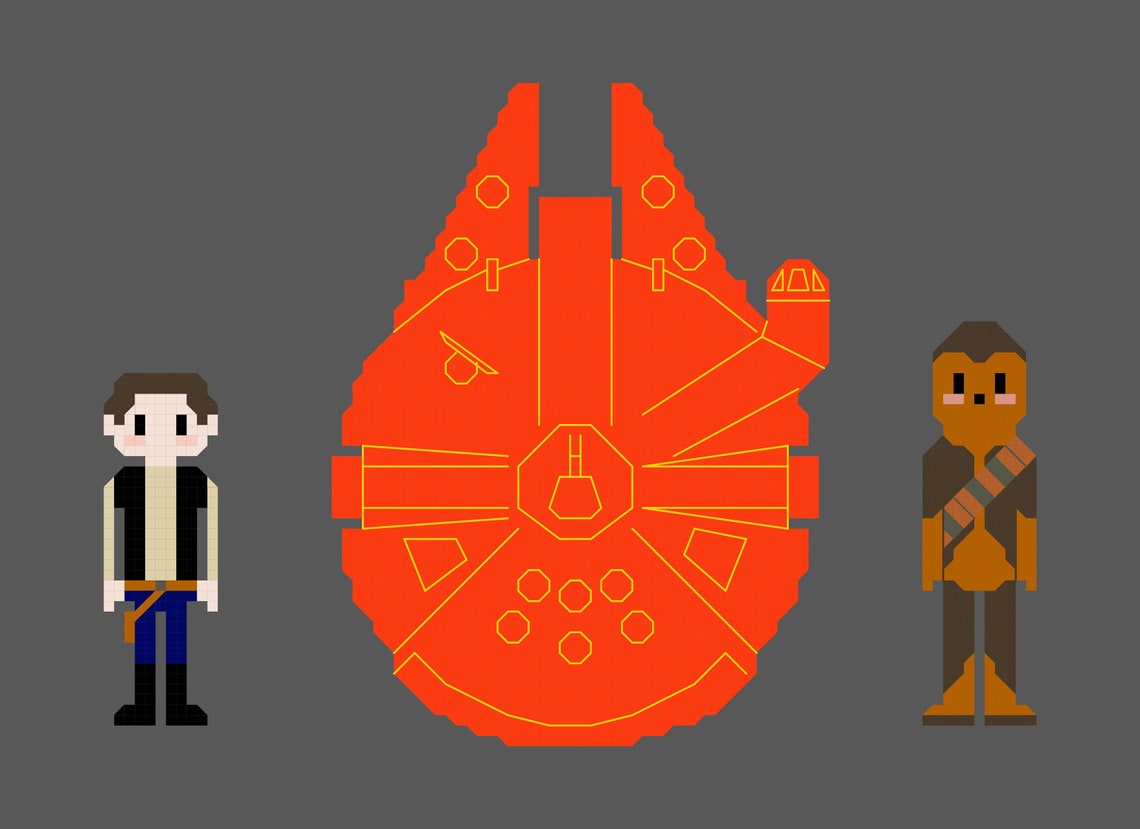 Han Solo & Chewbacca Star Wars Inspired Counted Cross Stitch Pattern ...