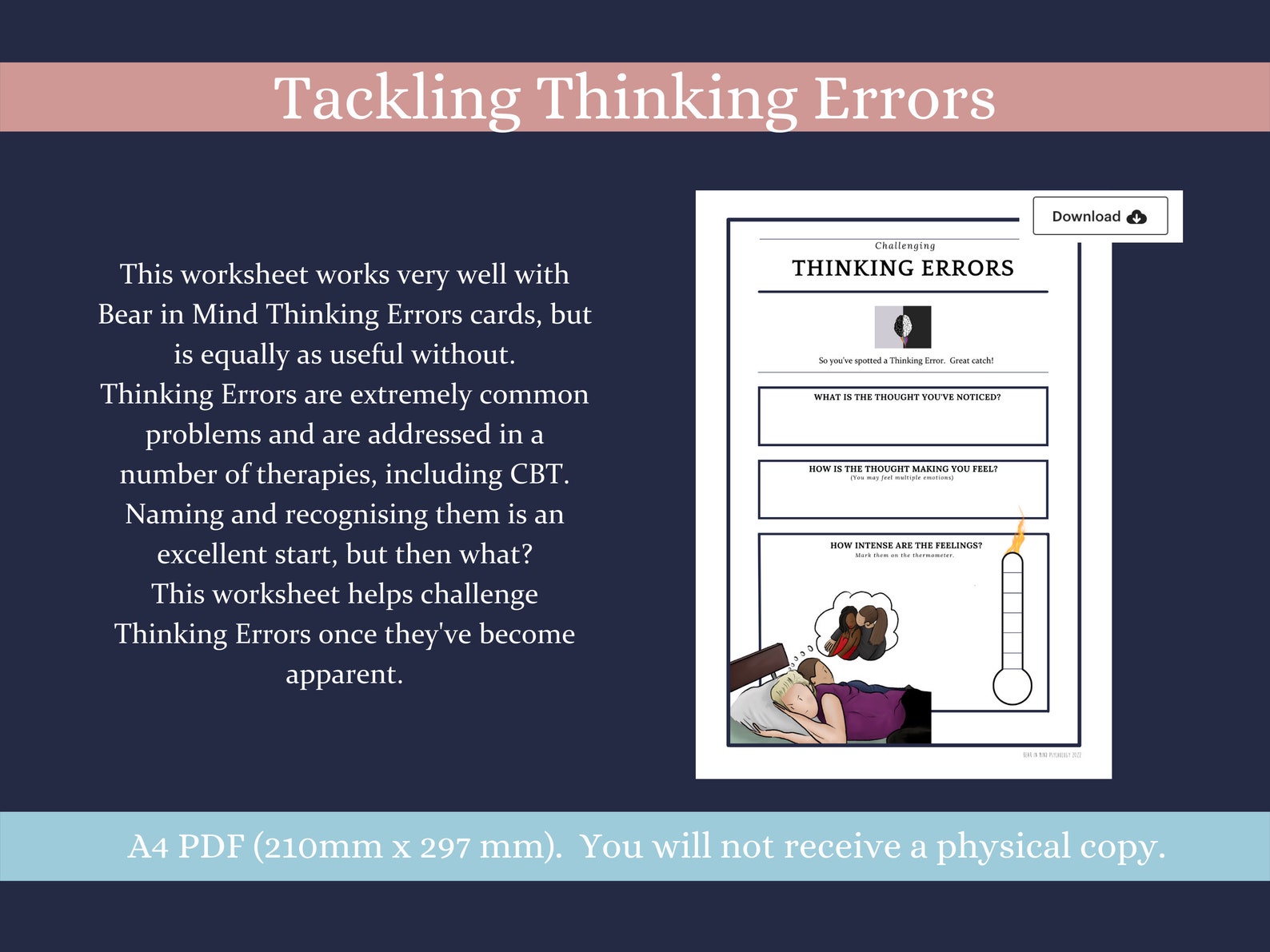 Challenging Thinking Errors Worksheet // Bear in Mind Thinking - Etsy