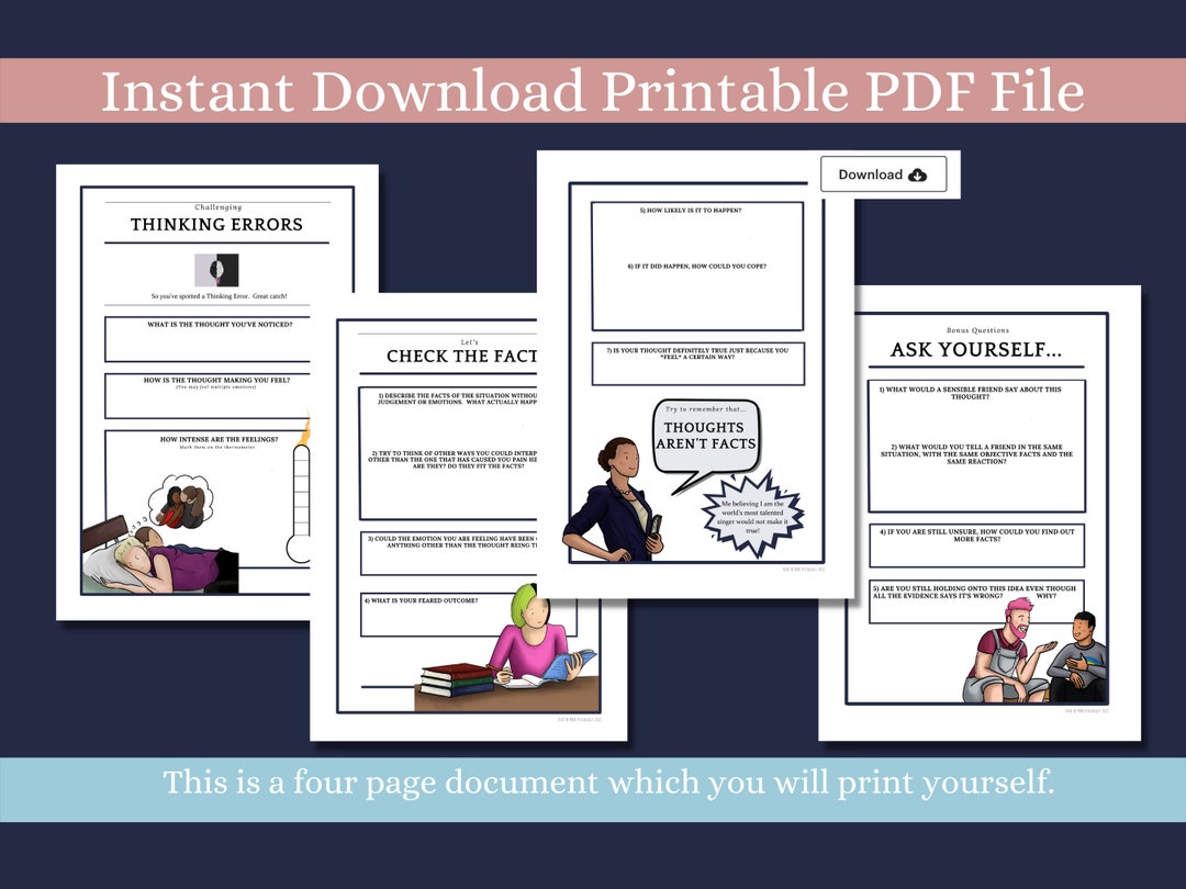 Challenging Thinking Errors Worksheet // Bear in Mind Thinking Errors ...