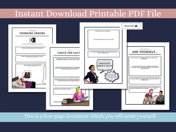 Challenging Thinking Errors Worksheet // Bear in Mind Thinking - Etsy