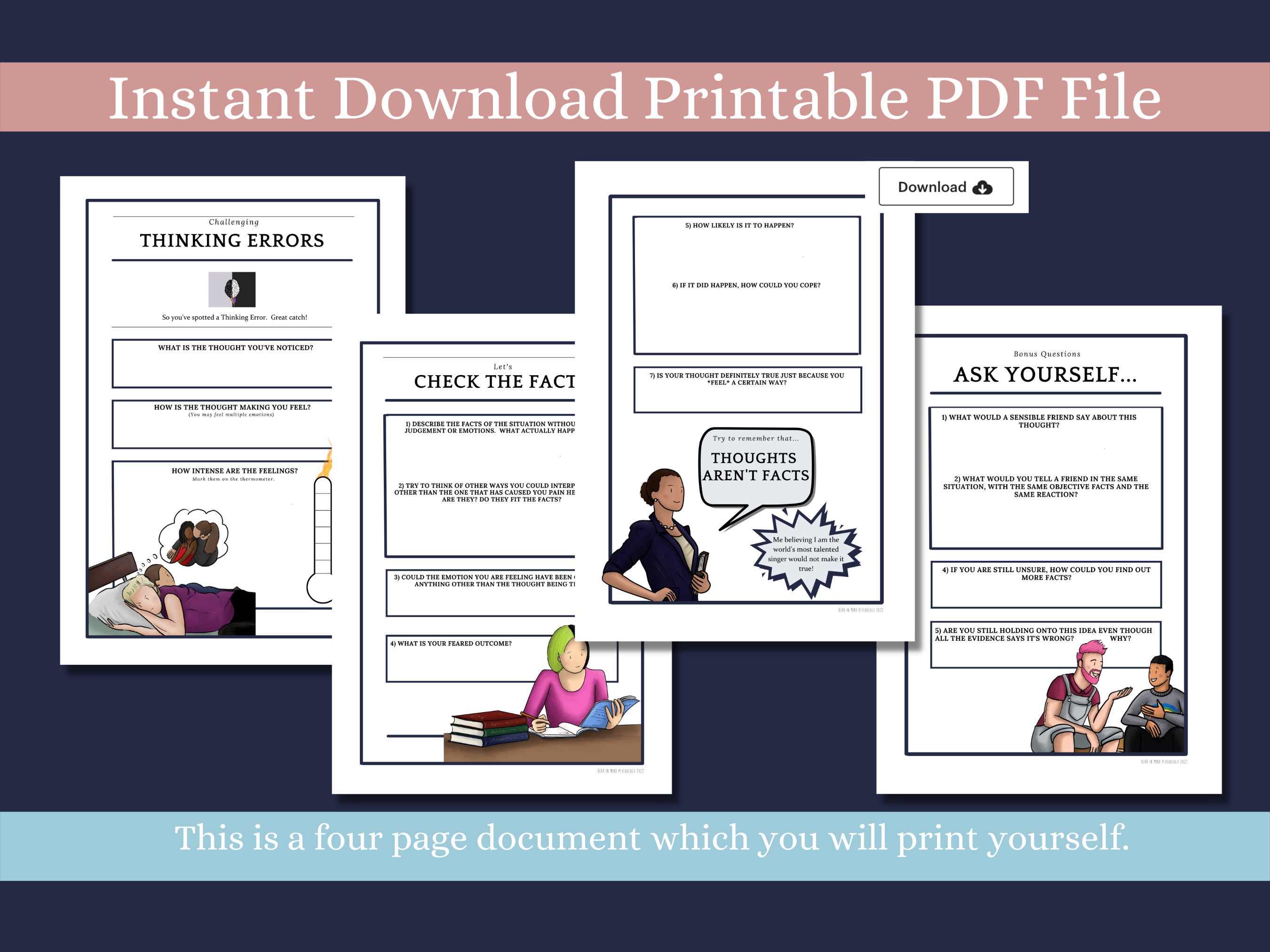 Challenging Thinking Errors Worksheet // Bear in Mind Thinking Errors ...