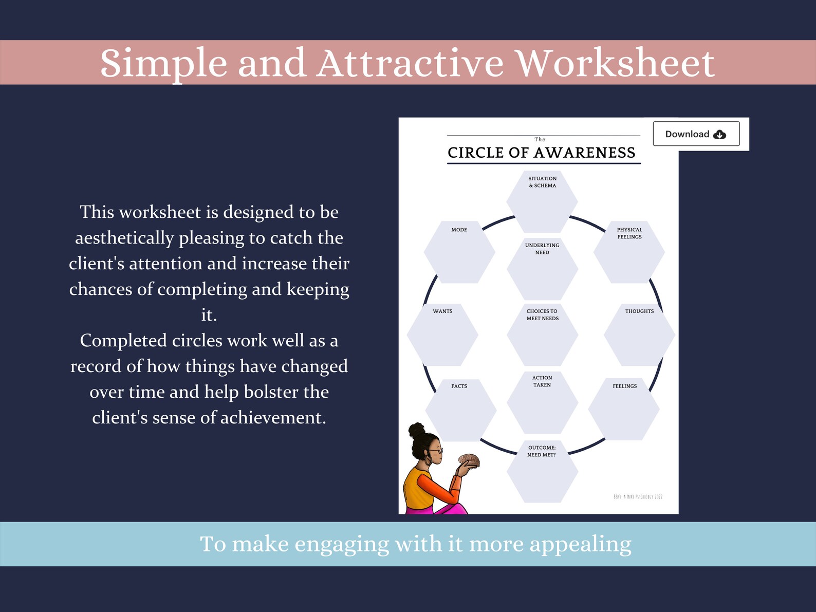 Circle of Awareness Worksheet // Bear in Mind Schema Therapy Worksheet ...