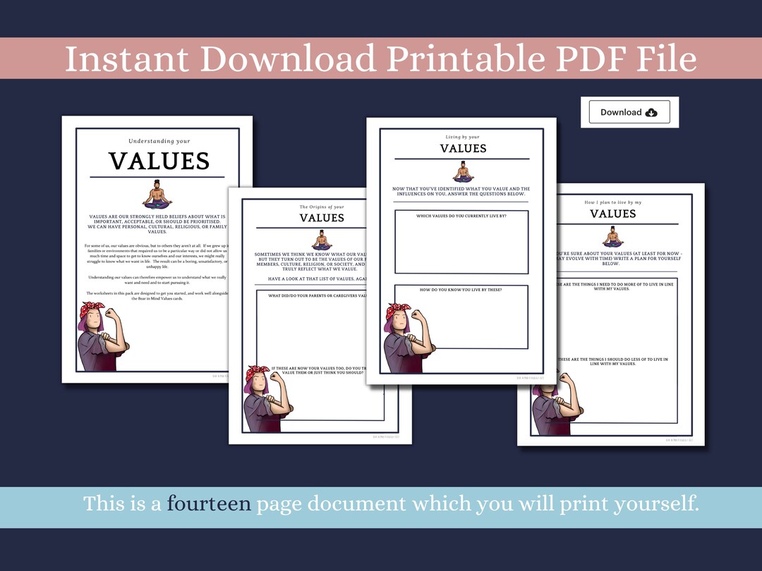 Identifying Values Workbook // Bear in Mind Values Worksheet ...
