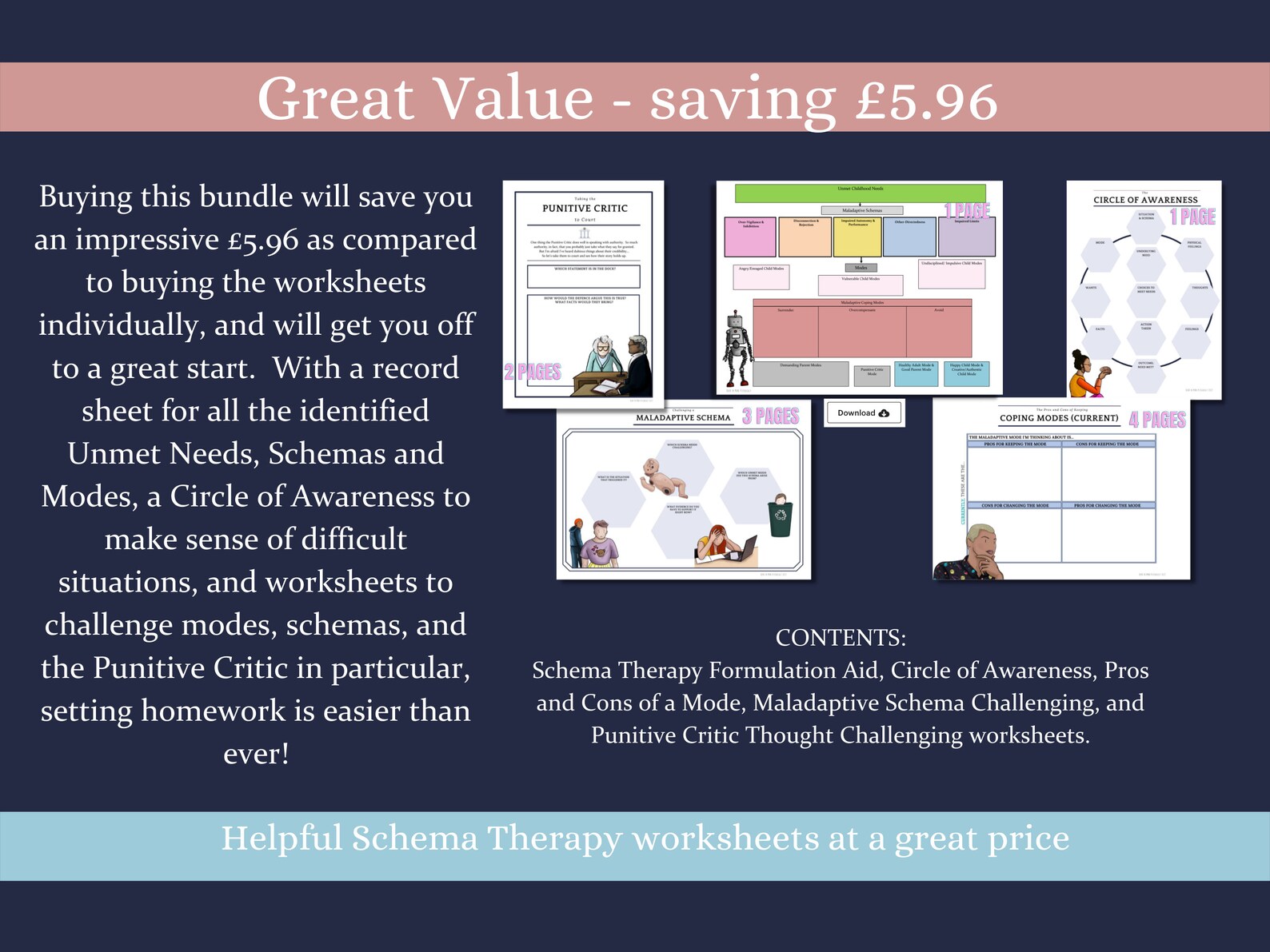 Schema Worksheets BUNDLE // Bear in Mind Schema Therapy Worksheet ...