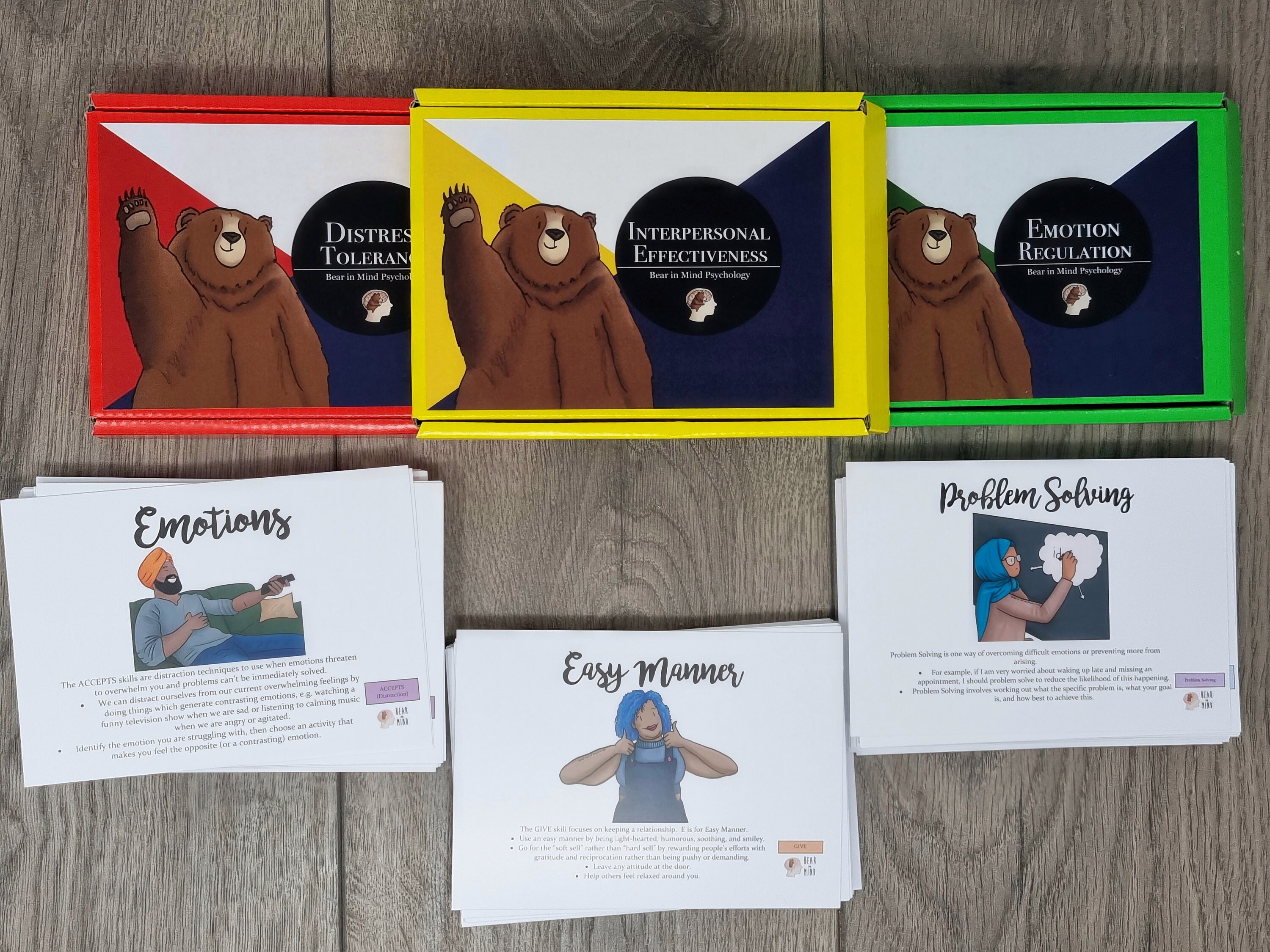 DBT TRIPLE Pack // Bear in Mind Cards, DBT Skills, Emotions, Self-help ...