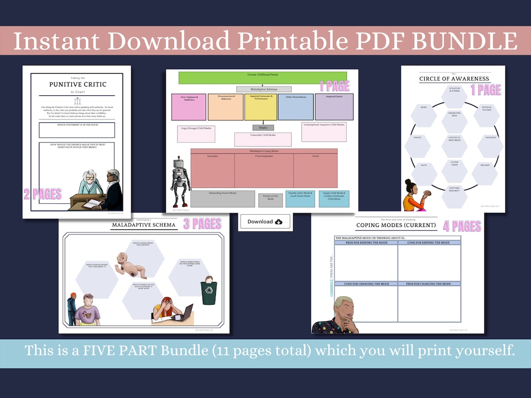 Schema Worksheets BUNDLE // Bear in Mind Schema Therapy Worksheet ...