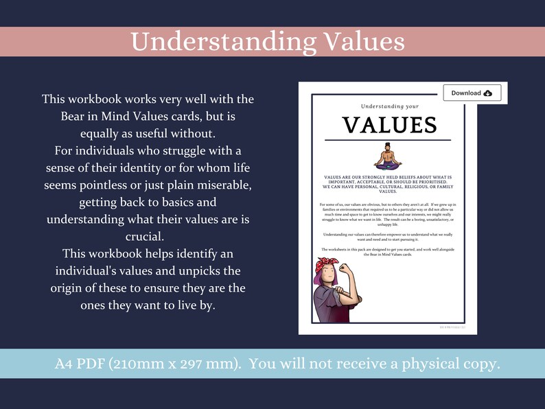 Identifying Values Workbook // Bear in Mind Values Worksheet, Personality Disorder Self-help ...